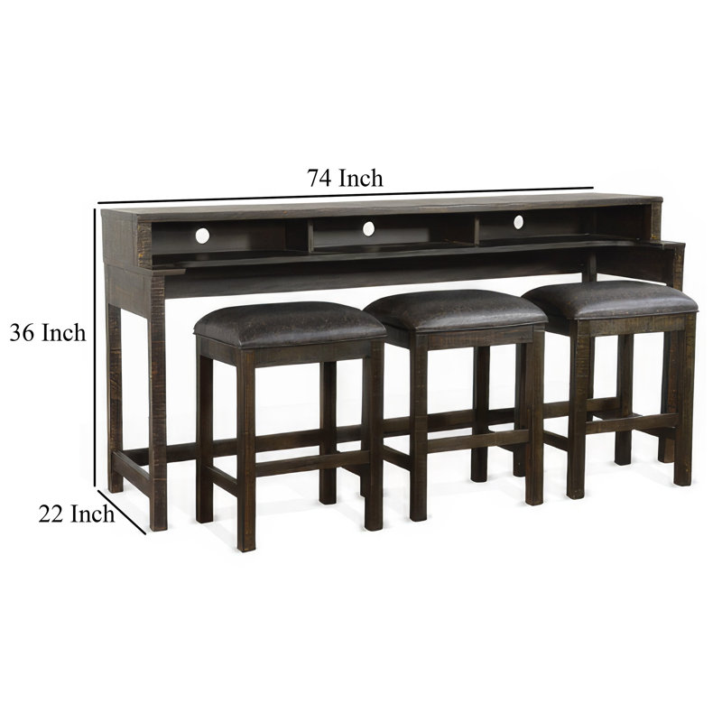 Benjara Flint Console Table with 3 Compartments 74 Inch Dark Brown Mahogany Wayfair